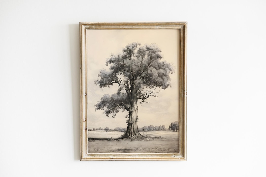 Vintage Tree Art Print Tree Sketch Art Print Farmhouse Wall Art ...