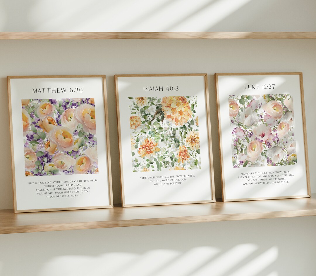 Christian Wall Art Set of 3 PRINTED Scripture Wall Art Modern Scripture ...