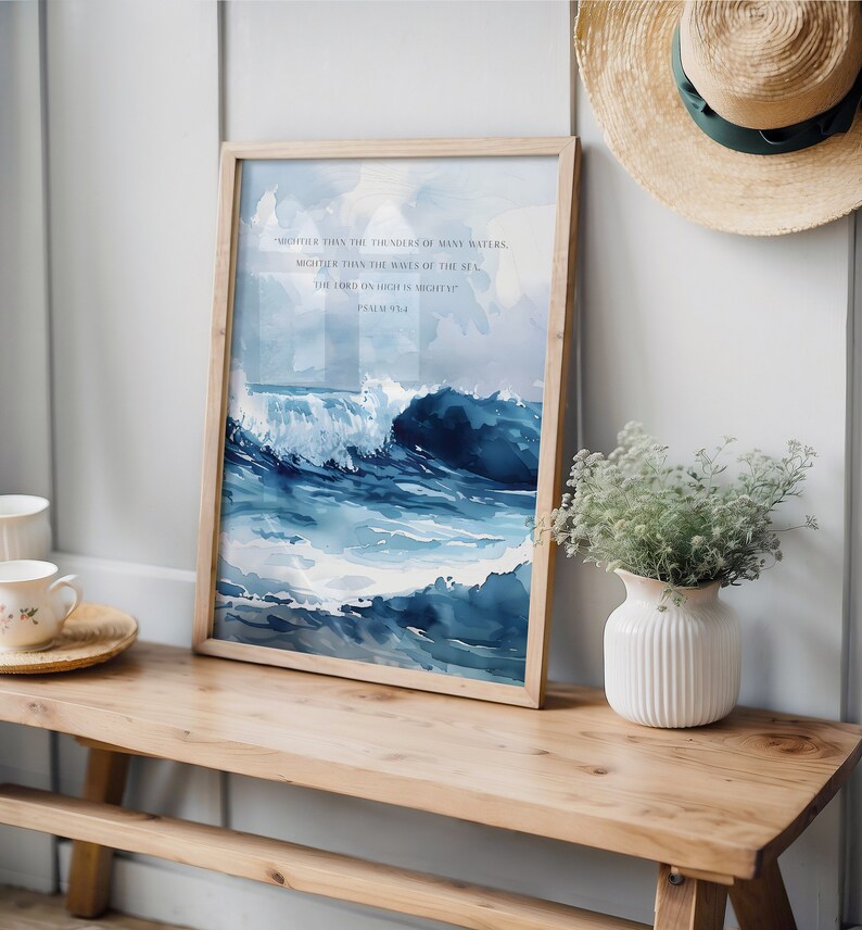Christian Coastal Scripture PRINTED Art Print Bible Psalm 93 Scripture ...