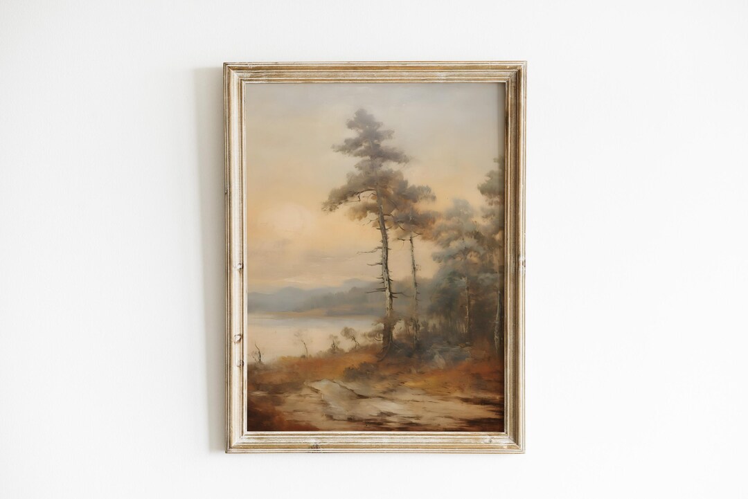 Vintage Tree Painting Earth Tone Art Farmhouse Art Print Beige Decor ...