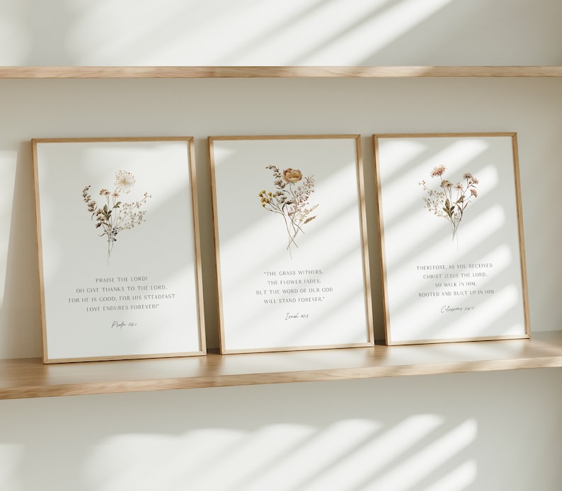 Scripture Christian Art Prints Set of 3 PRINTED Scripture Wall Art ...