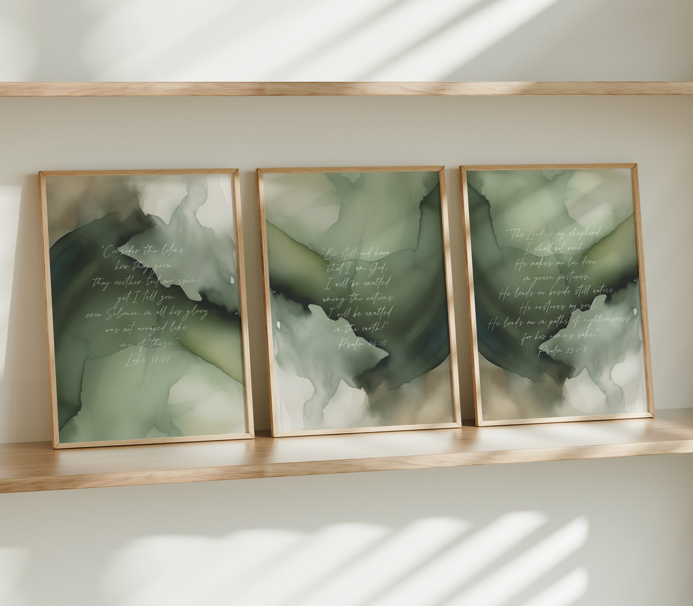Abstract Scripture Christian Art Prints Luke 12, Psalm 23, Psalm 46 Set ...
