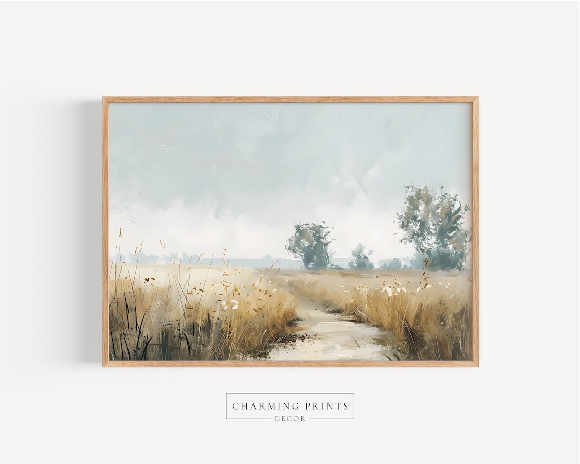 Vintage Spring Meadow PRINTED Oil Painting Art Print Vintage Field ...