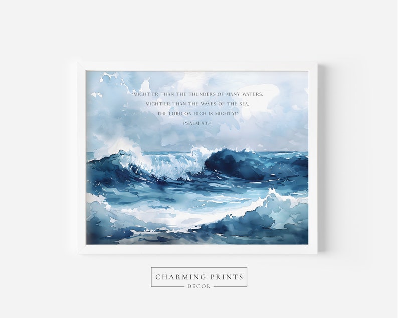 Christian Coastal Scripture PRINTED Art Print Bible Psalm 93 Landscape ...