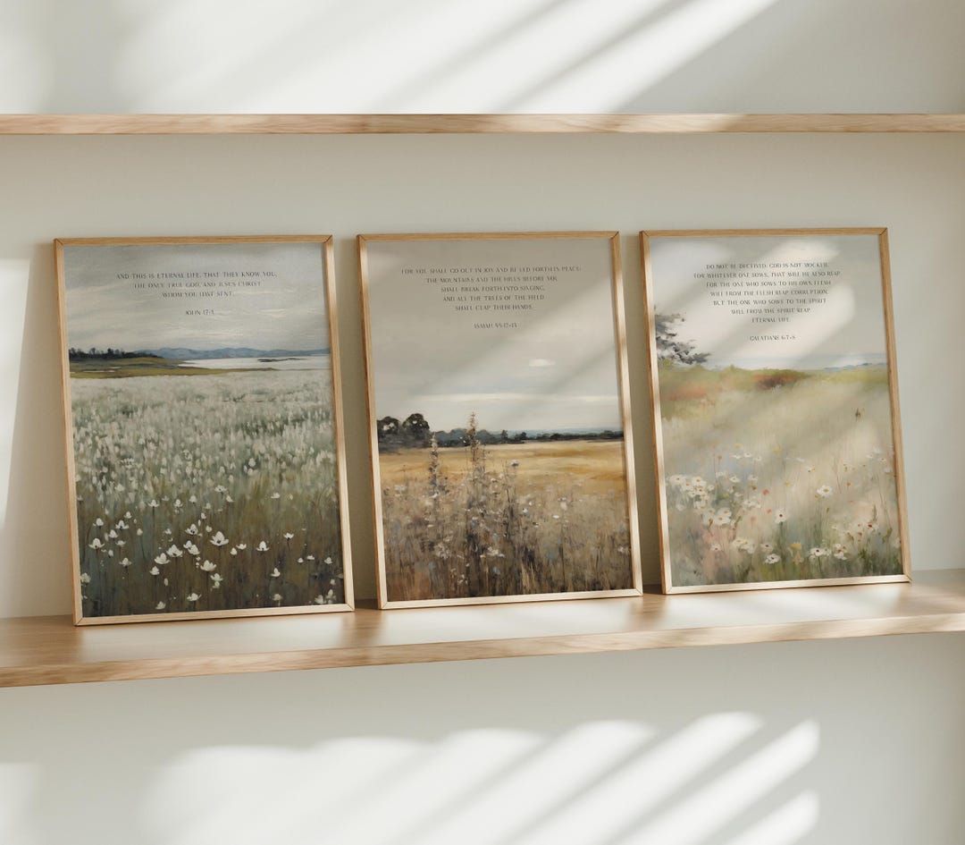 Scripture Christian Art Prints Set of 3 PRINTED Scripture Wall Art ...