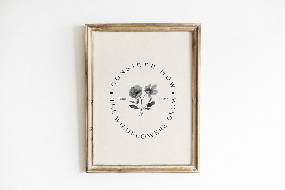 Consider the Wildflowers Bible Verse Wall Art Luke 12:27 Christian ...