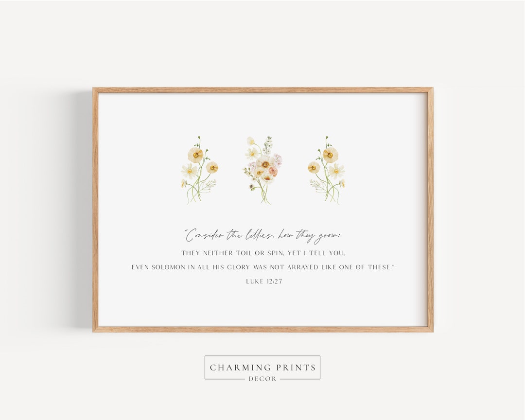 Luke 12 Scripture Art Print PRINTED Vintage Floral Art Consider the ...