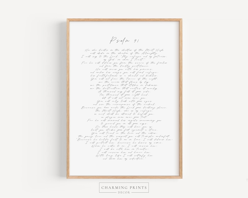 Psalm 91 Bible Verse Wall Art Psalm 91 PRINTED Wall Art Modern ...