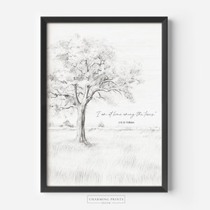Tolkien Quote Art , Tree I Am at Home Among the Trees PRINTED Art Print ...