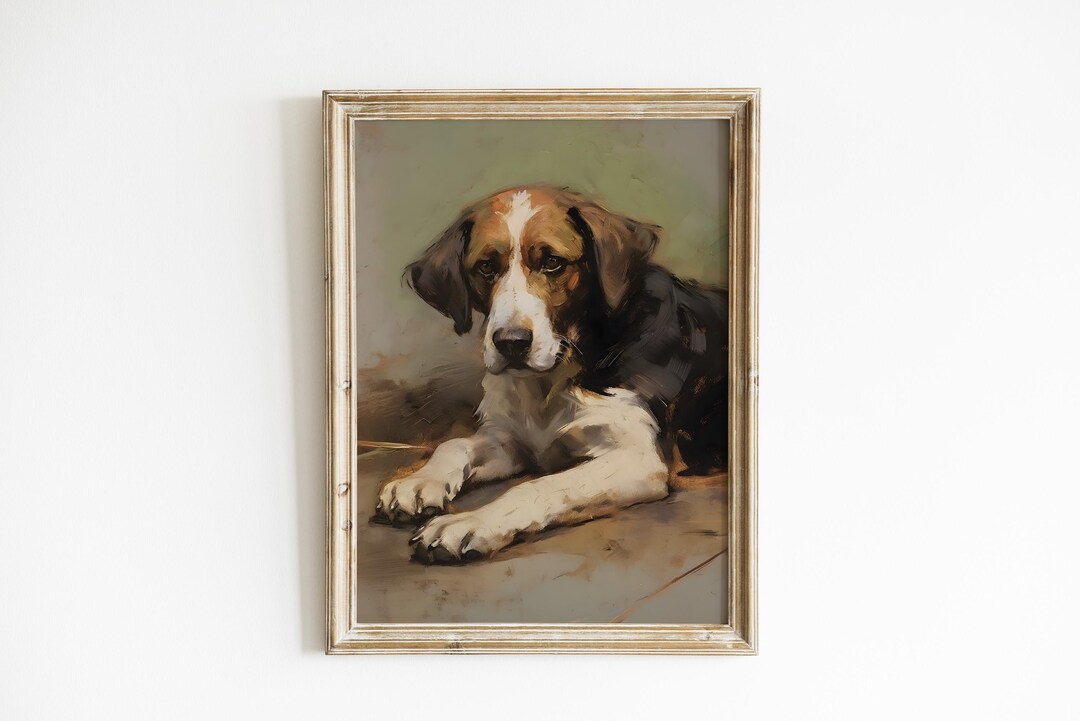 Antique Beagle Portrait - Vintage Dog Art Print, Home Decor Art Puppy ...