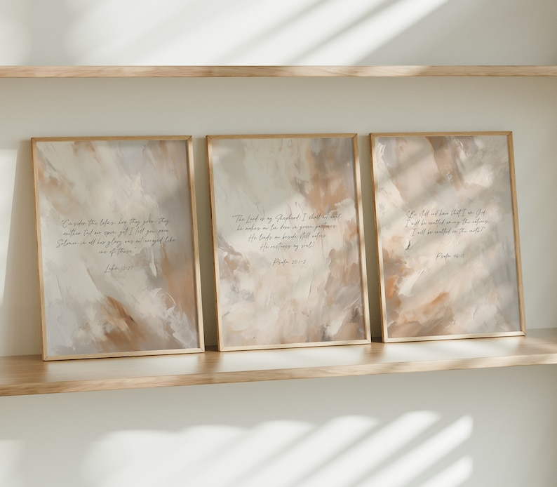 Abstract Scripture Christian Art Prints Luke 12, Psalm 23, Psalm 46 Set ...