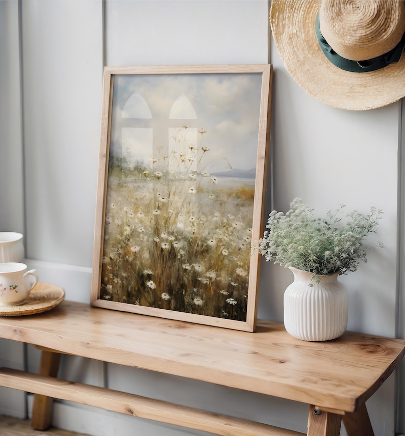 Wildflower Field Painting Floral Art Earth Tone Painting Daisy Art ...