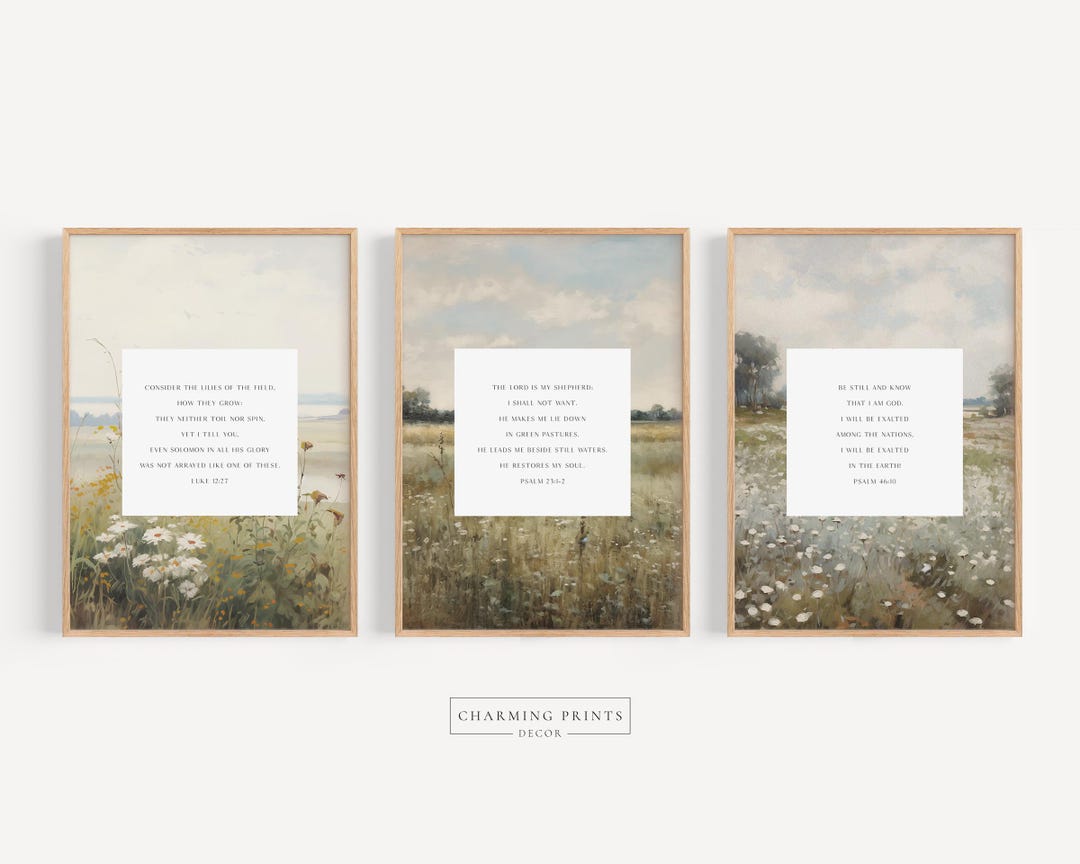 Scripture Christian Art PRINTED Set of 3 Christian Art Vintage ...