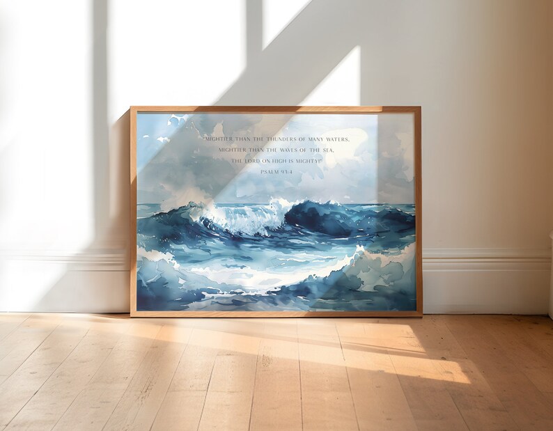 Christian Coastal Scripture PRINTED Art Print Bible Psalm 93 Landscape ...
