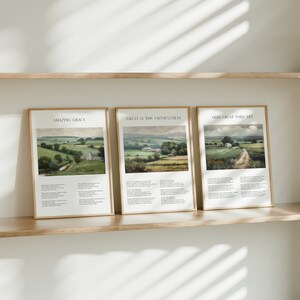 Christian Wall Art Set of 3 PRINTED Hymn Posters, Amazing Grace - How ...