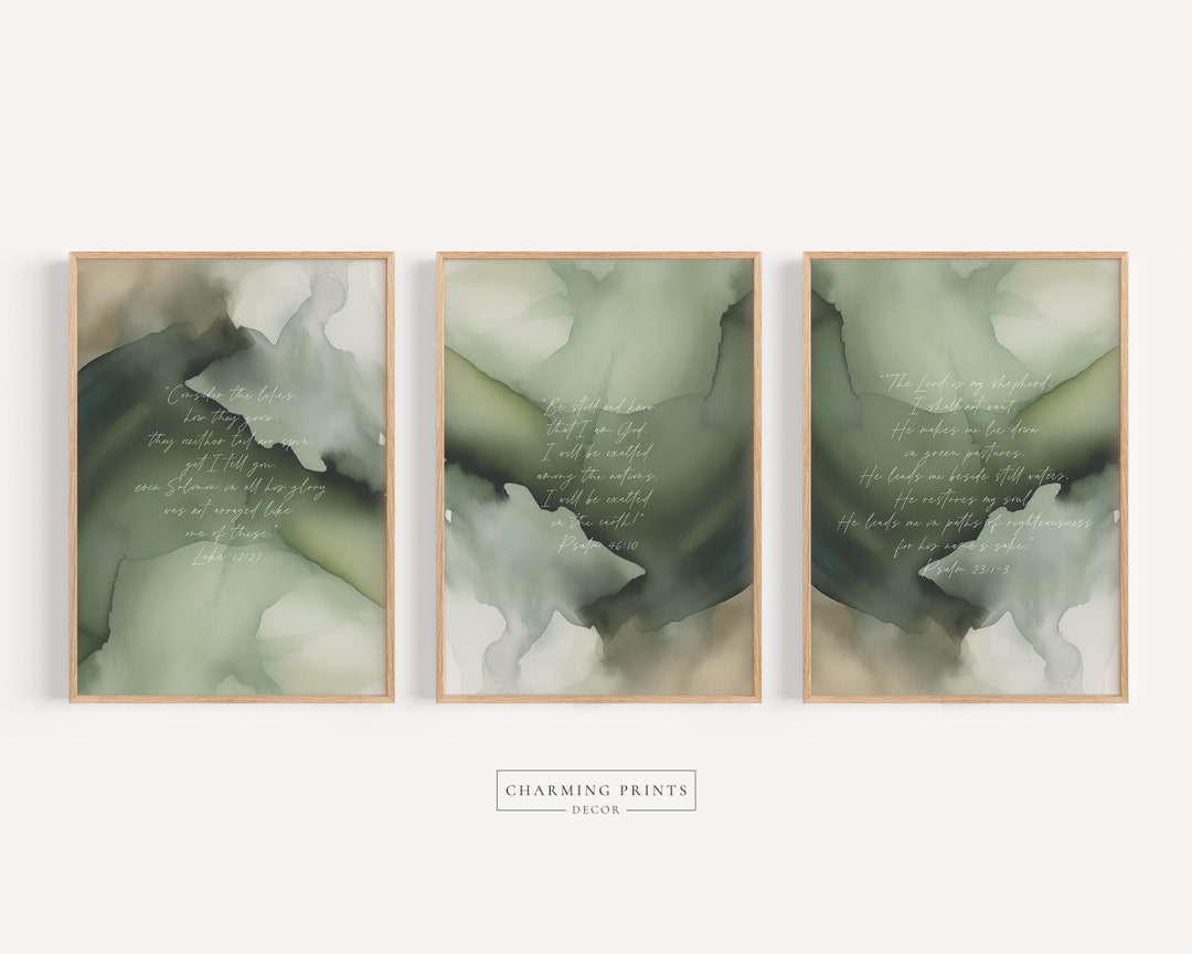 Abstract Scripture Christian Art Prints Luke 12, Psalm 23, Psalm 46 Set ...