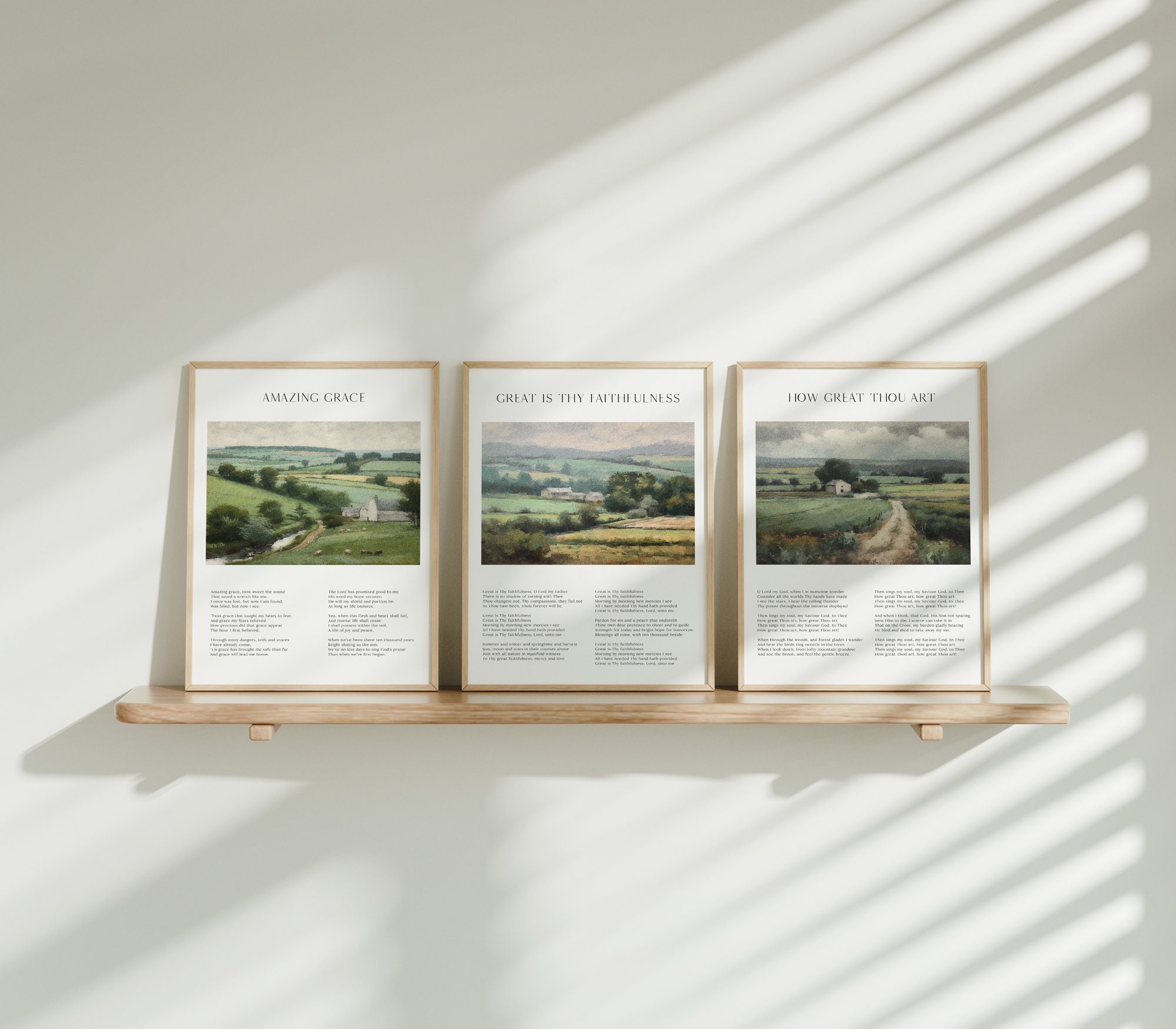 Christian Wall Art Set of 3 PRINTED Hymn Posters, Amazing Grace How ...