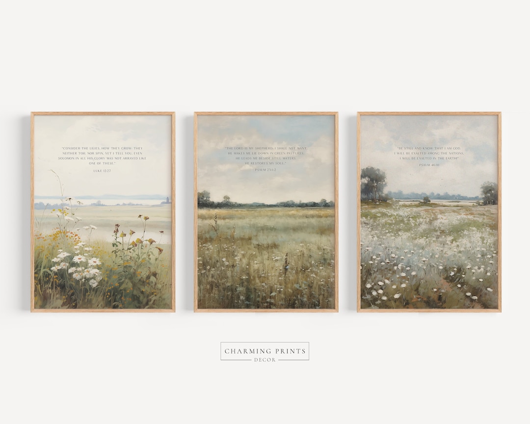 Scripture Christian Art Prints Set of 3 PRINTED Scripture Wall Art ...