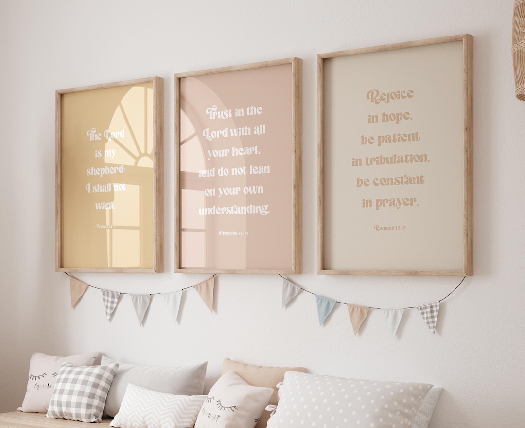 Retro Scripture Art Modern Christian Home Decor Psalm 23 Boho Girl ...