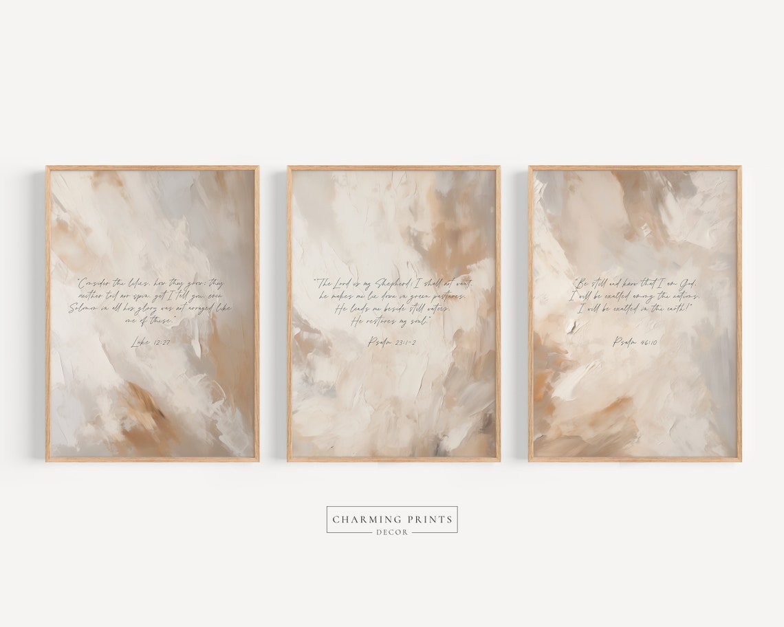 Abstract Scripture Christian Art Prints Luke 12, Psalm 23, Psalm 46 Set ...