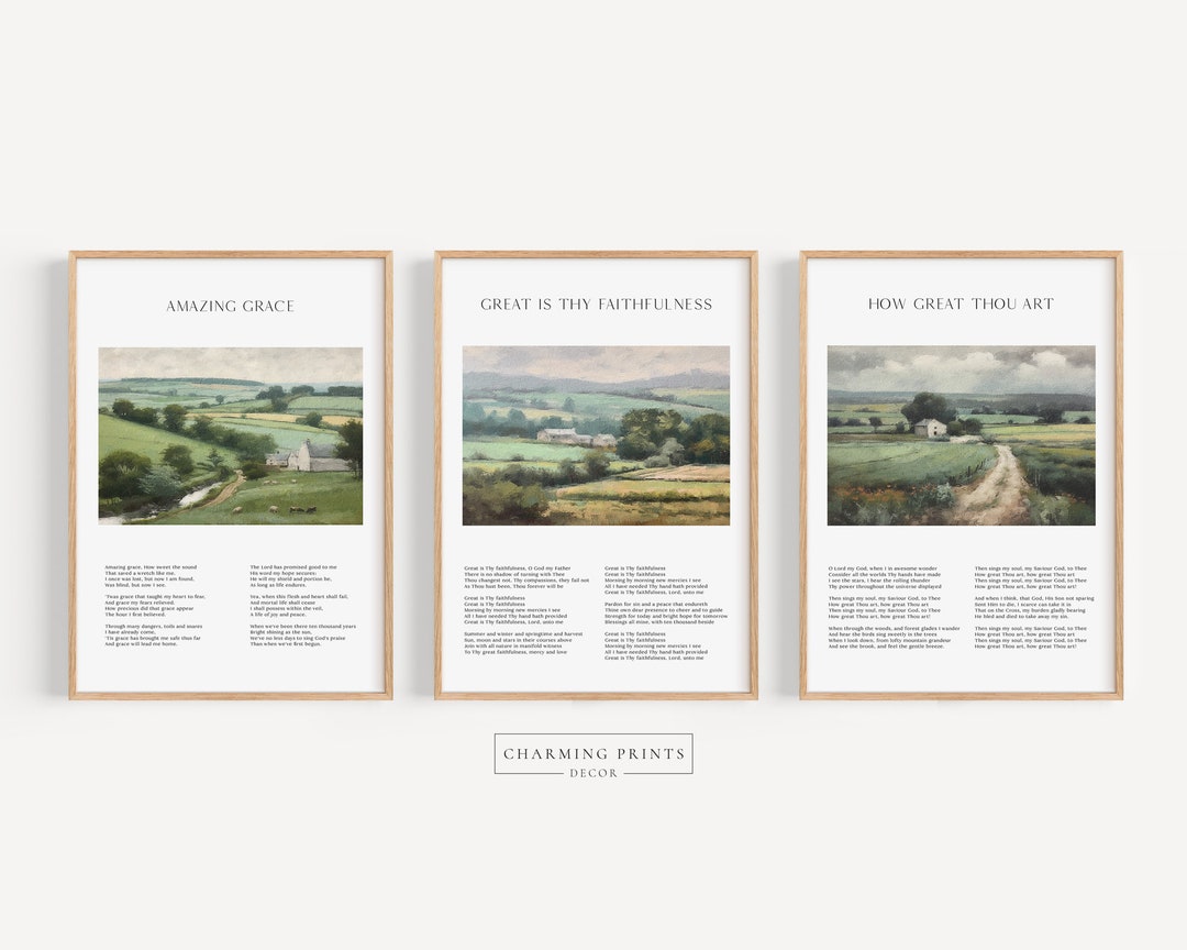 Christian Wall Art Set of 3 PRINTED Hymn Posters, Amazing Grace - How ...