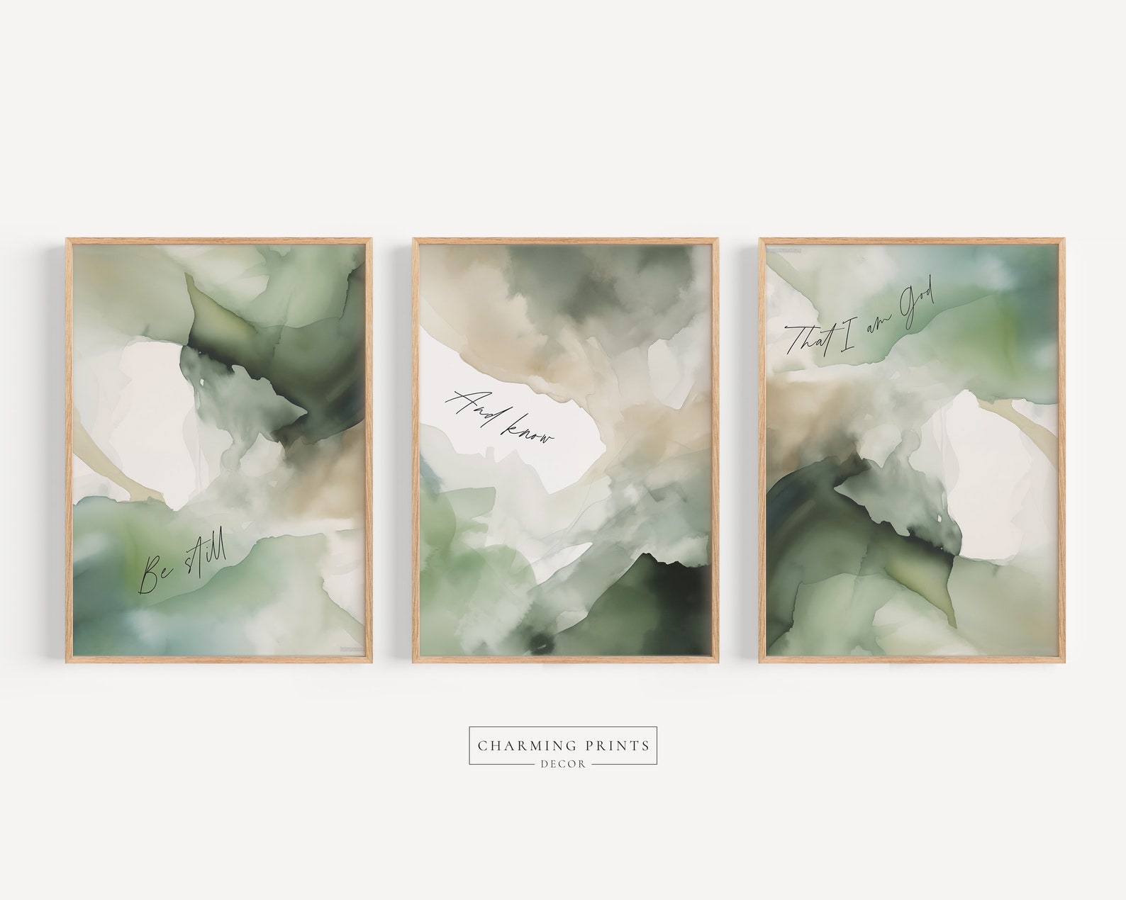 Abstract Scripture Christian Art Prints Psalm 46 Set of 3 PRINTED Be ...