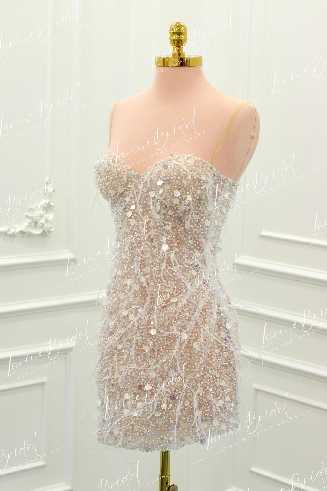 Sparkling Short Wedding Dress. Sparkle Mini Reception Dress. Party ...