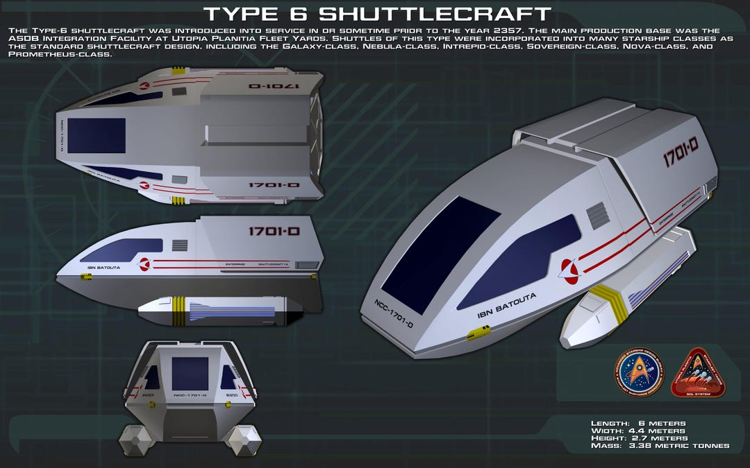 Star Trek TNG Type 6 Shuttlecraft Resin Scale Model 1:16 - Etsy