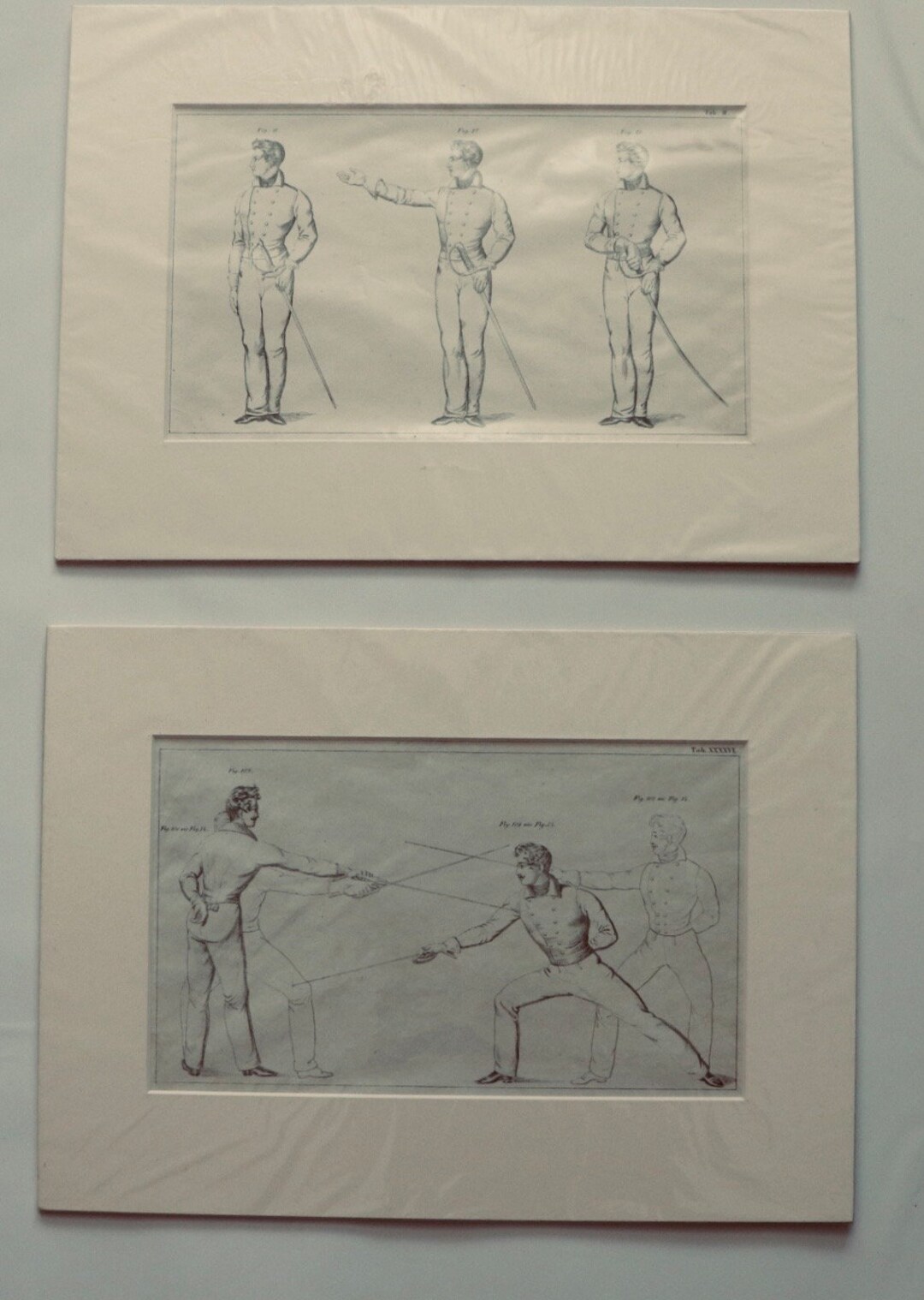 2 Biedermeier Copperplate Prints Fencing Positions - Etsy