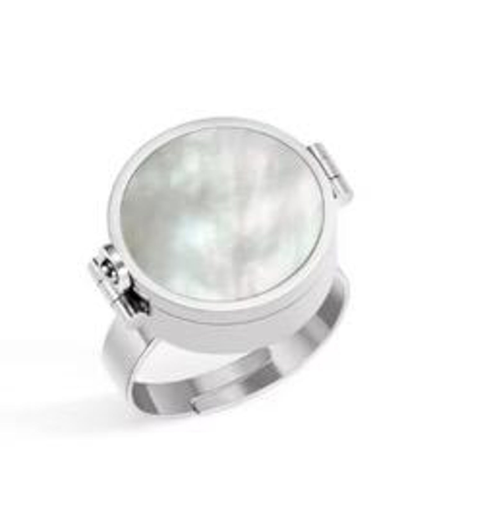 Pearl Lip Balm Locket Ring Adjustable in Gold or Silver. Shea Butter ...