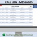 Call Log | Printable Phone Call Message | Excel Spreadsheet - Etsy