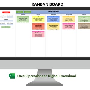 Kanban Board | Task Manager Excel Spreadsheet Template - Etsy