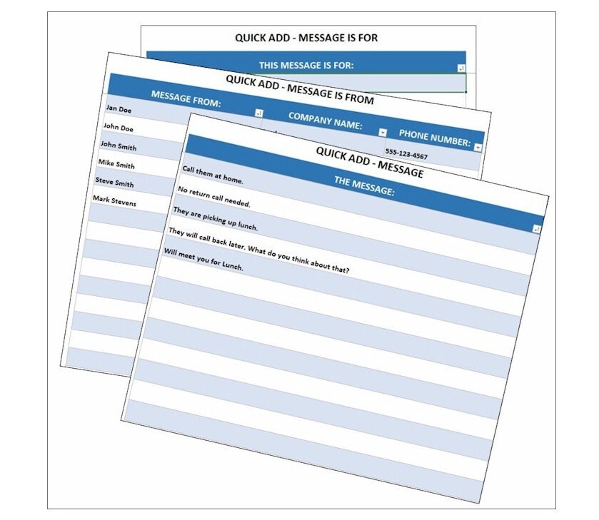 Call Log | Printable Phone Call Message | Excel Spreadsheet - Etsy