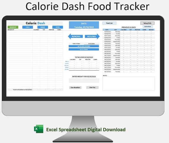 Daily Food Tracker and Calorie Counter Calories Fats - Etsy