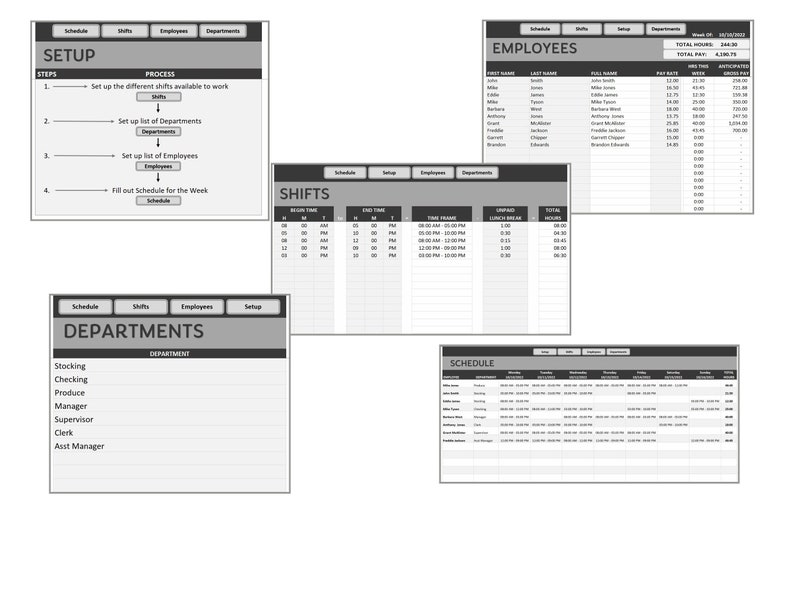Weekly Employee Schedule Template: Automated Excel Spreadsheet (digital ...