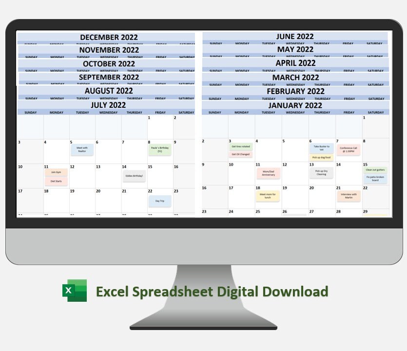 Monthly Sticky Note Planner Calendar Template Spreadsheet - Etsy