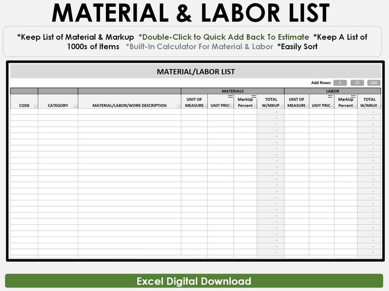 Construction Estimate Bid Template - Etsy