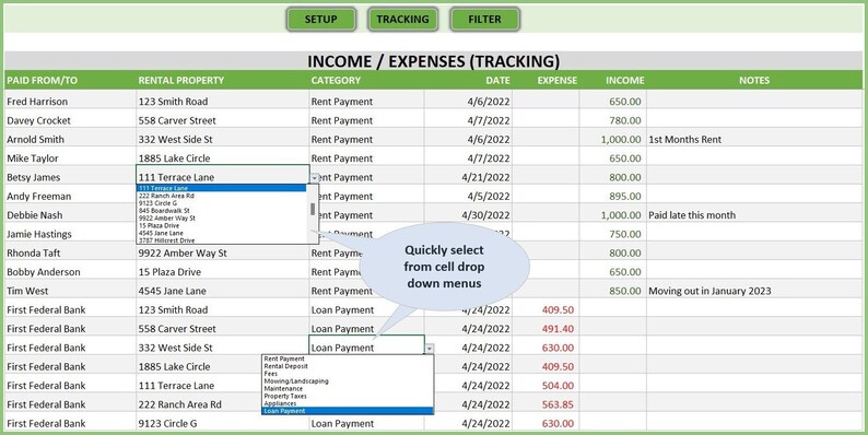 Rental Property Tracker Spreadsheet: Income & Expenses (excel Template ...