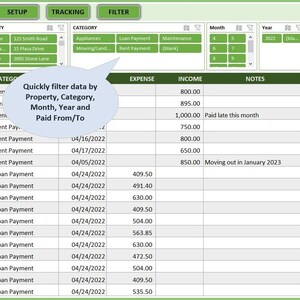 Rental Property Tracker Spreadsheet: Income & Expenses (excel Template ...