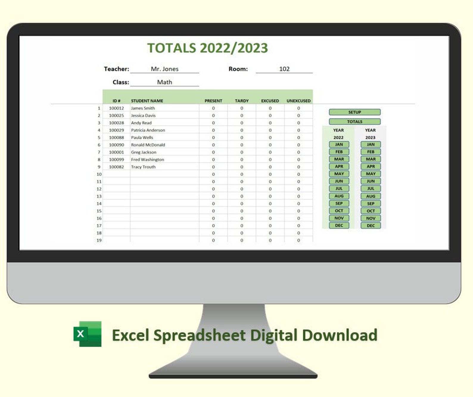 School Attendance | Student Attendance | Daily Attendance Excel ...