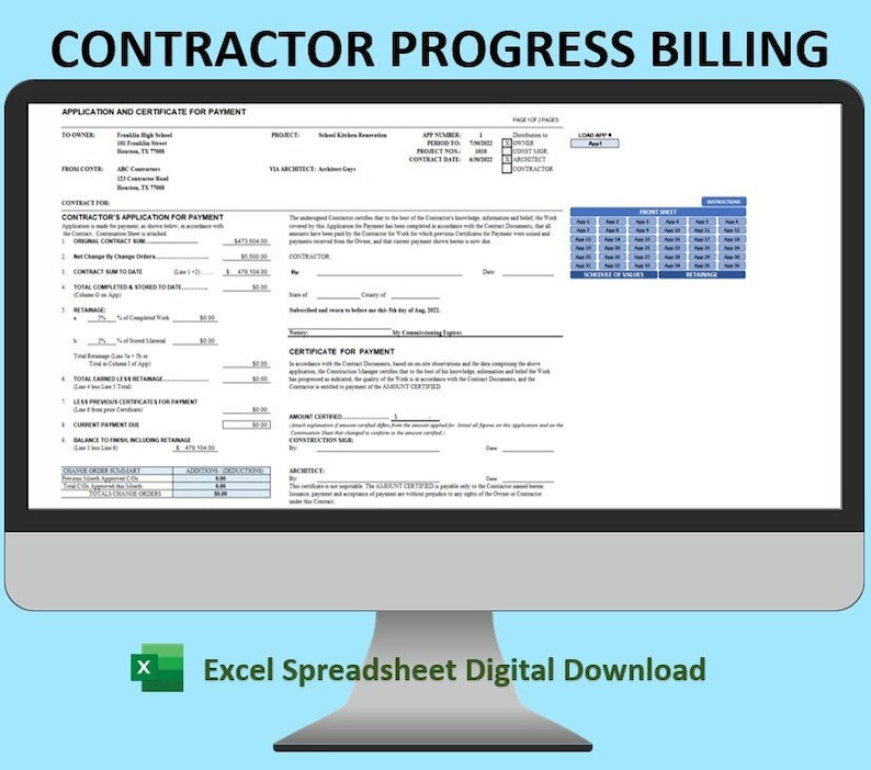 Contractor Progress Payments | Job Billing - Etsy