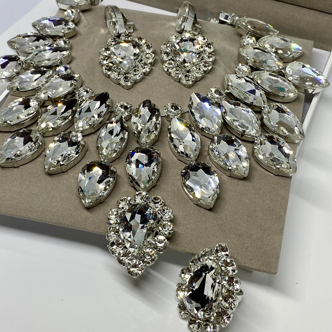 Faux Diamond Austrian Crystal Necklace Set Imitation Crystal Dress ...