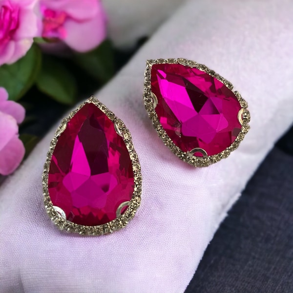 Hot Pink Statement Clip on Earrings - Etsy