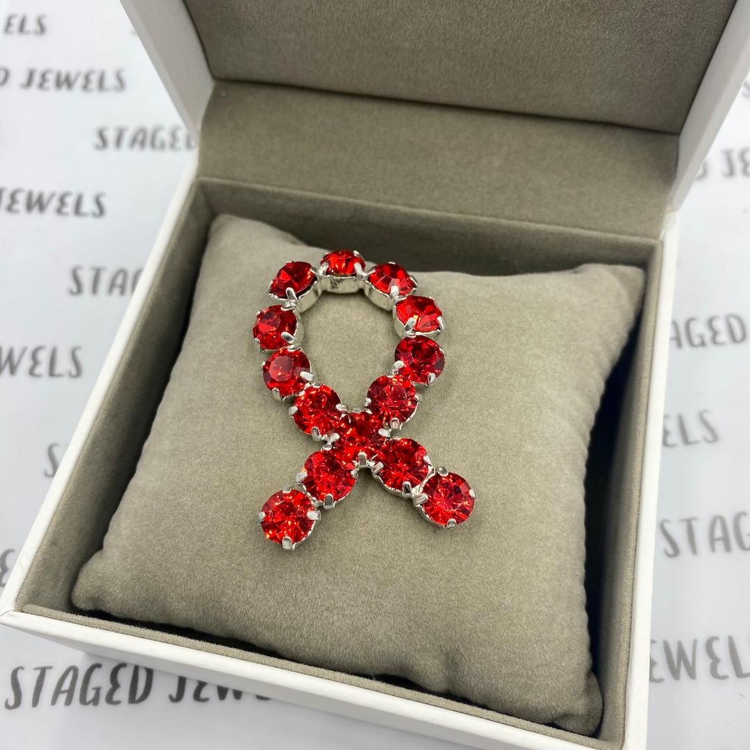 Worlds Aids Day Support Ribbon Pin AIDS Support Pin Brooch Handmade Red ...