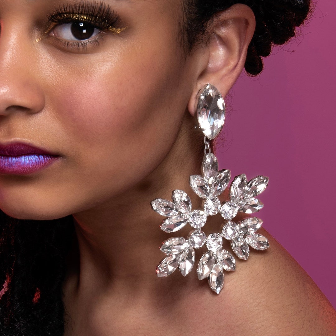Large Snowflake Drag Queen Earrings Clip on Also Available Large ...
