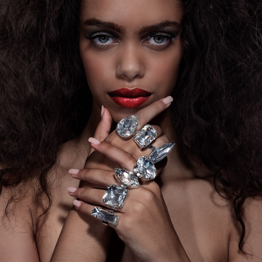 Chunky Crystal Statement Ring Dress Rings Minimalist Style Drag Queen ...