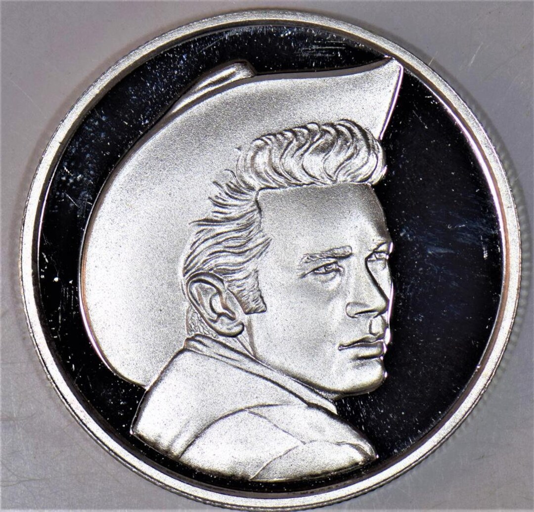 1990 One Ounce Silver James Dean Foundation 35th Anniversary Round Gem ...