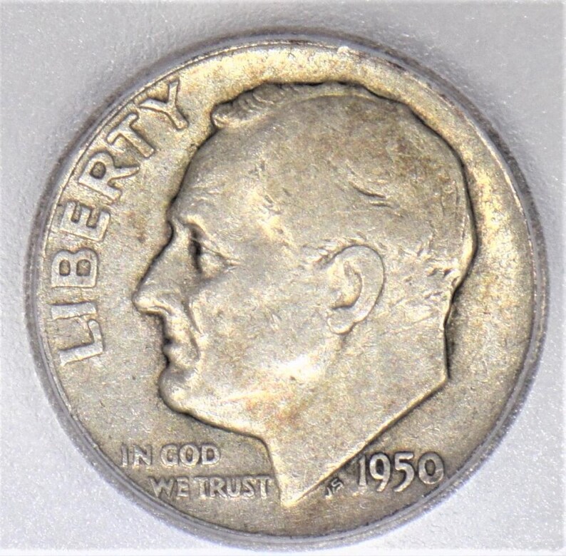 1950-D Roosevelt Dime ICG F-12; Fs-801, Doubled Die Reverse; Original ...