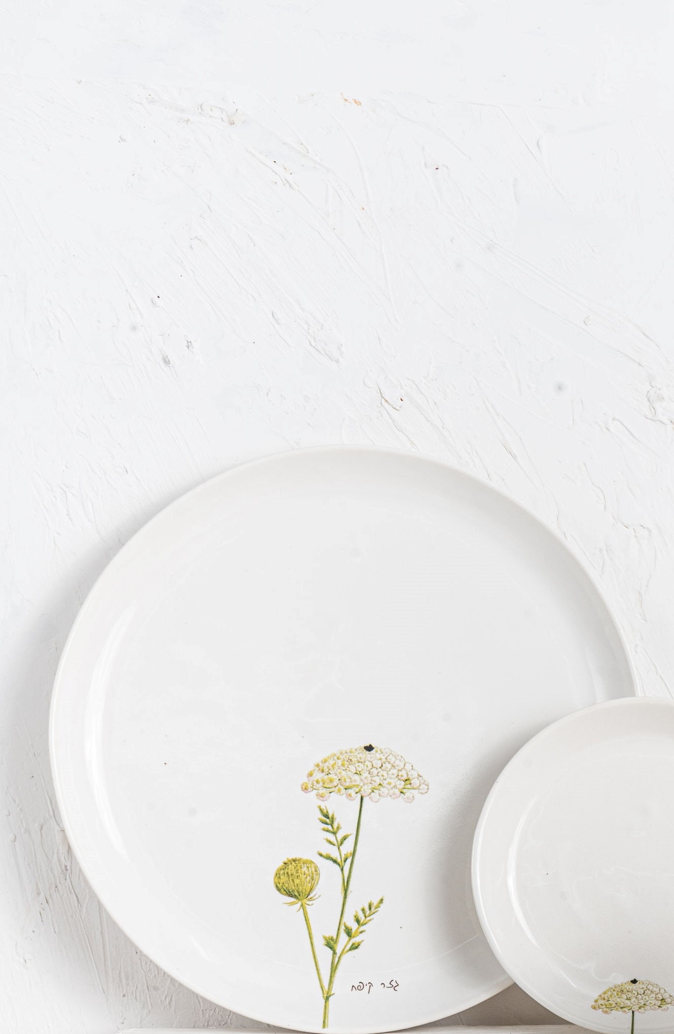 White Ceramic Dinner Plates Set, Floral Ceramic Plate, Main Course ...