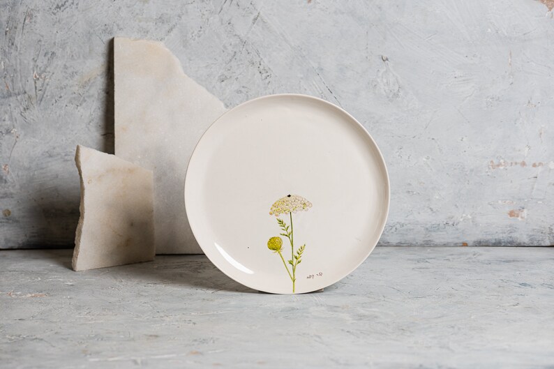 White Ceramic Dinner Plates Set, Floral Ceramic Plate, Main Course ...